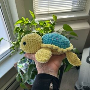 Toys | Yellow And Blue Plush Turtle Toy | Poshmark